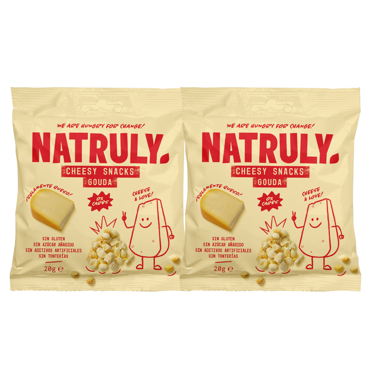 Cheesy Snacks 100% Queso Crujiente Pack | 2 X 20G